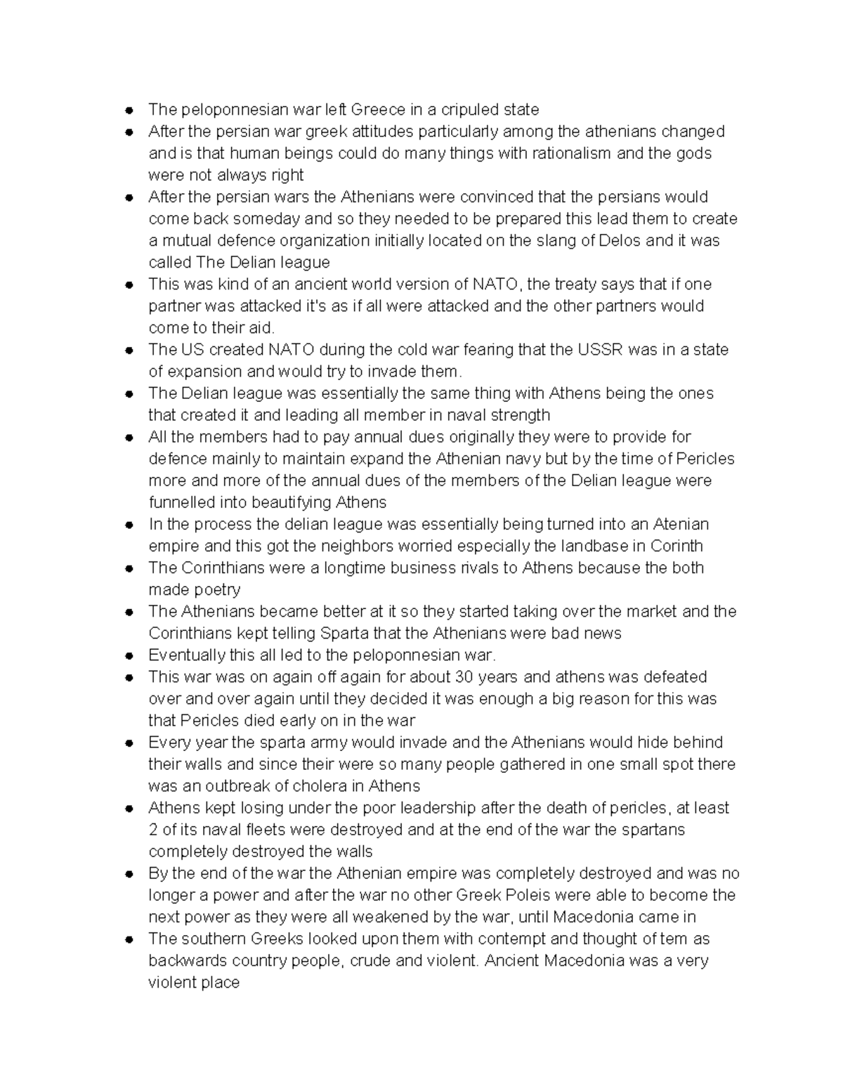 West civ pt - ancient greece- ancient rome - The peloponnesian war left ...