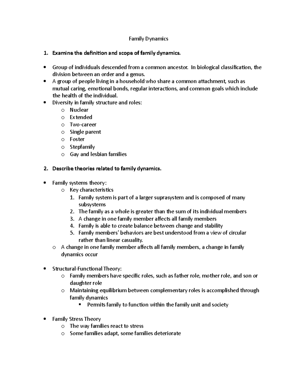 Family Dynamics - Family Dynamics Examine the definition and scope of ...