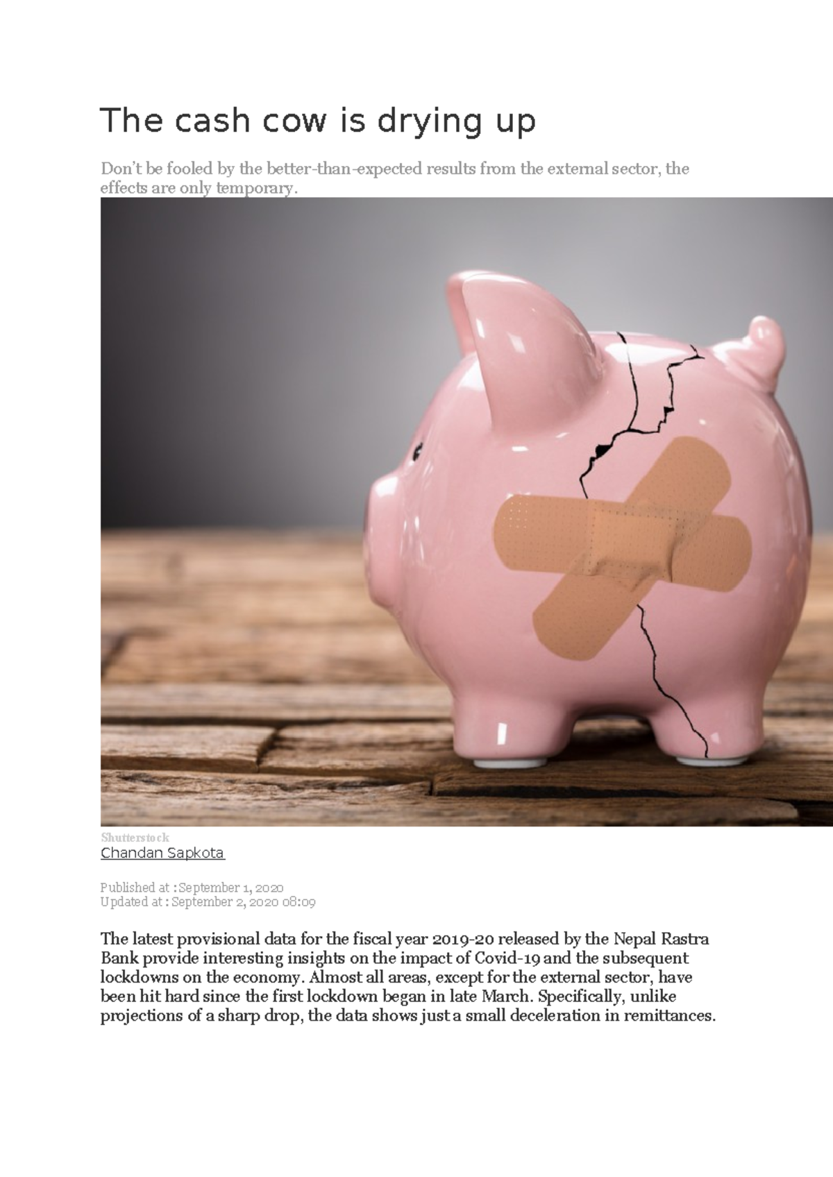 Chandan Sapkota - The cash cow is drying up Don’t be fooled by the ...