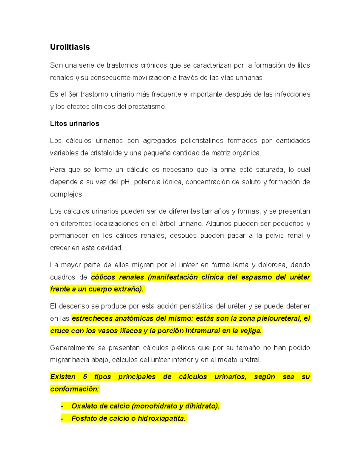 Urolitiasis - hola - Urolitiasis Son una serie de trastornos crónicos ...