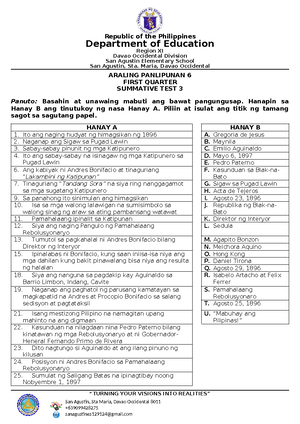 AP 6 Q1 ST 2 - Summative Test - Republic of the Philippines Department ...