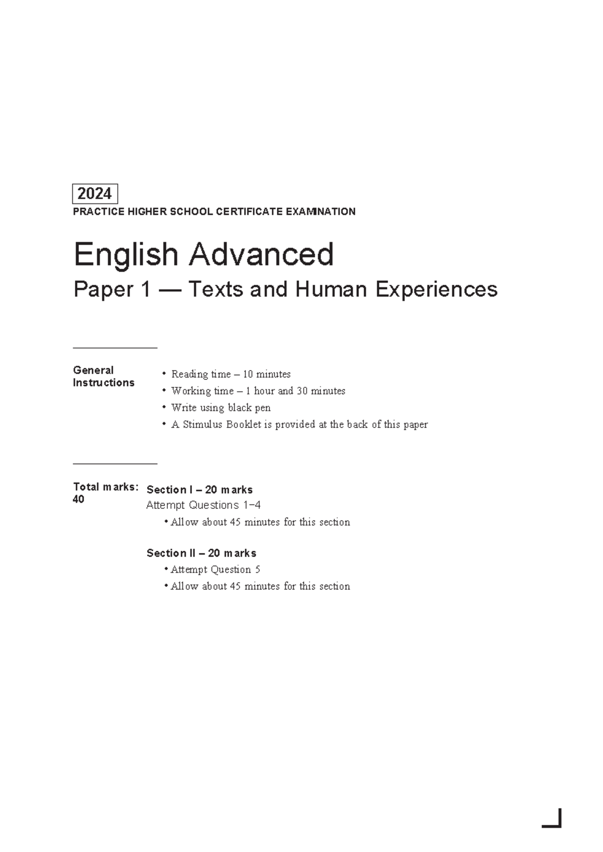 Common Module Practice Paper 1 - PRACTICE HIGHER SCHOOL CERTIFICATE ...
