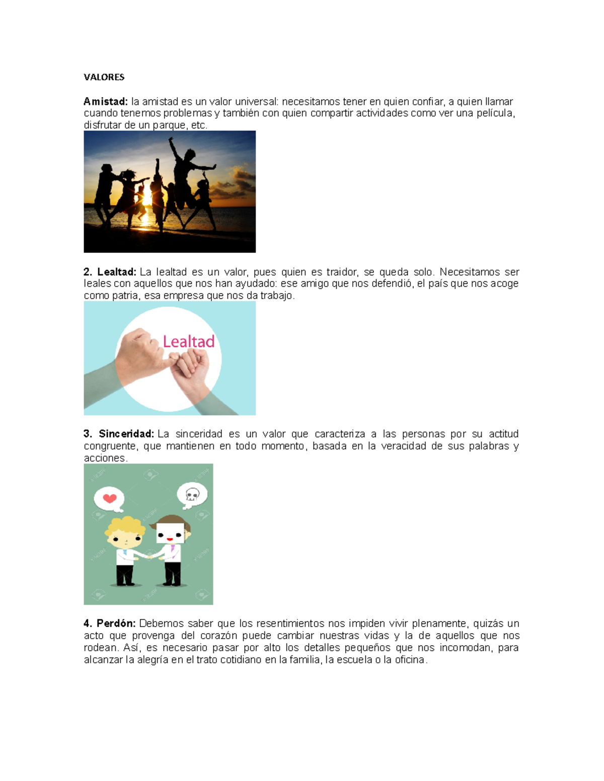 50 Valores - VALORES Amistad: la amistad es un valor universal ...