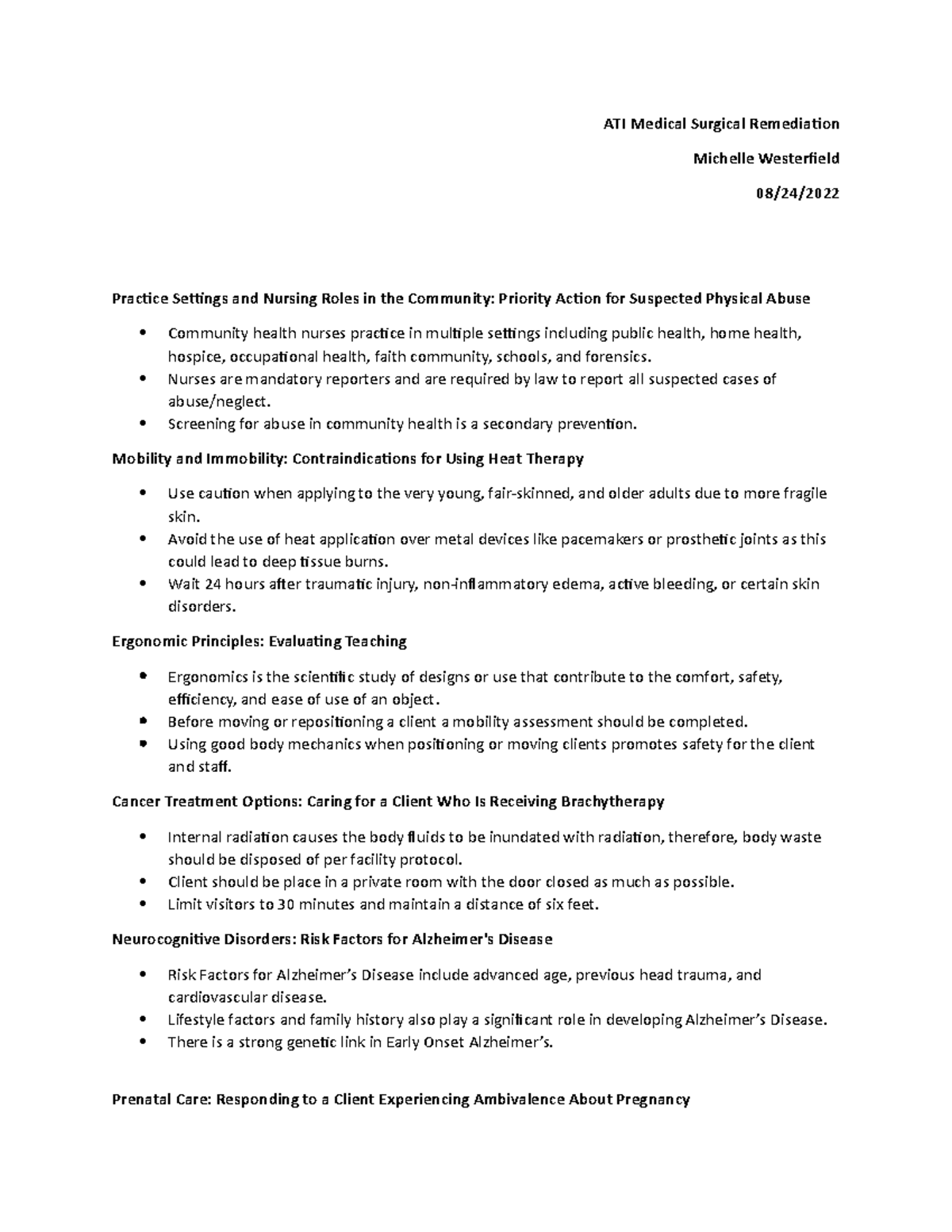 Westerfield ATI CP Remediation - ATI Medical Surgical Remediation ...