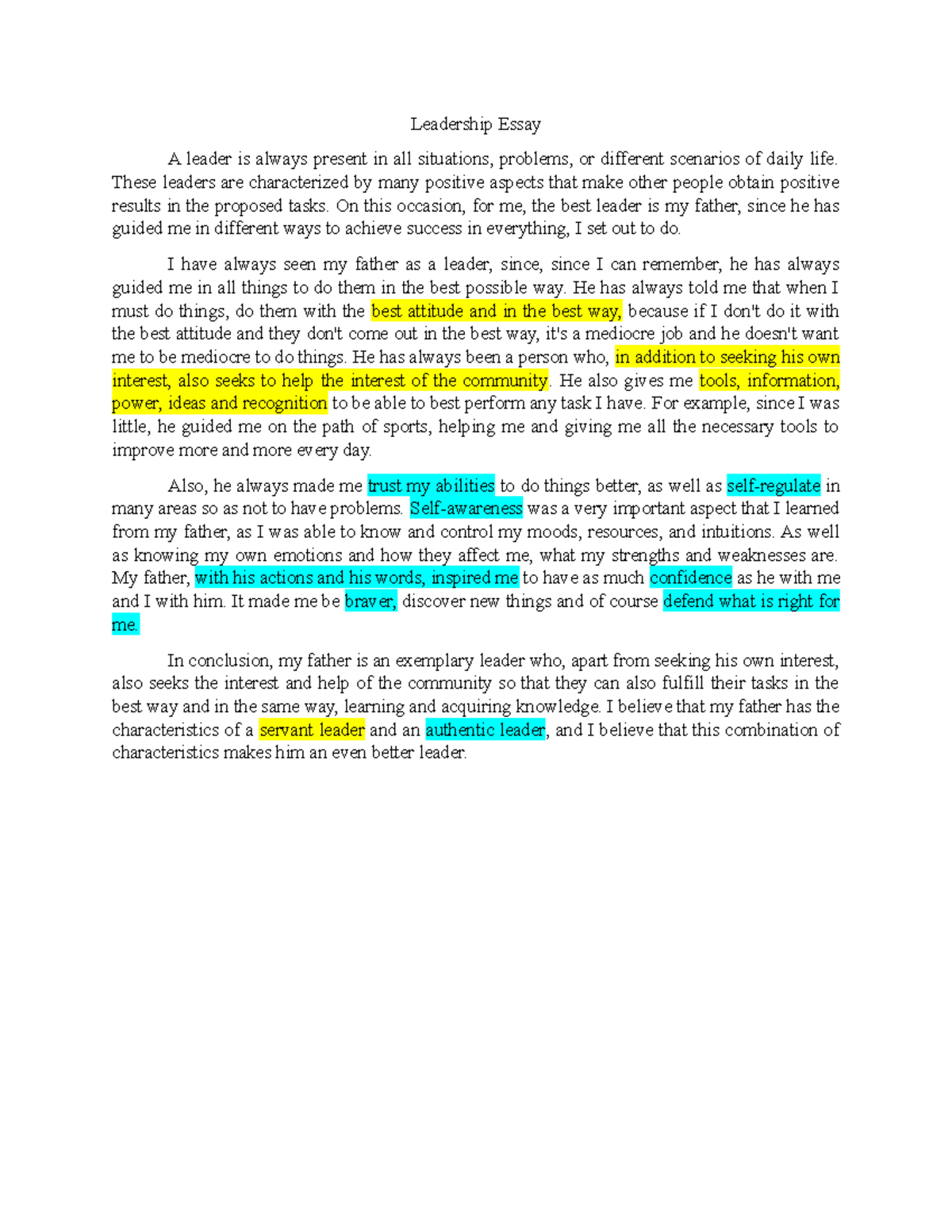 Leadership Essay - These leaders are characterized by many positive ...