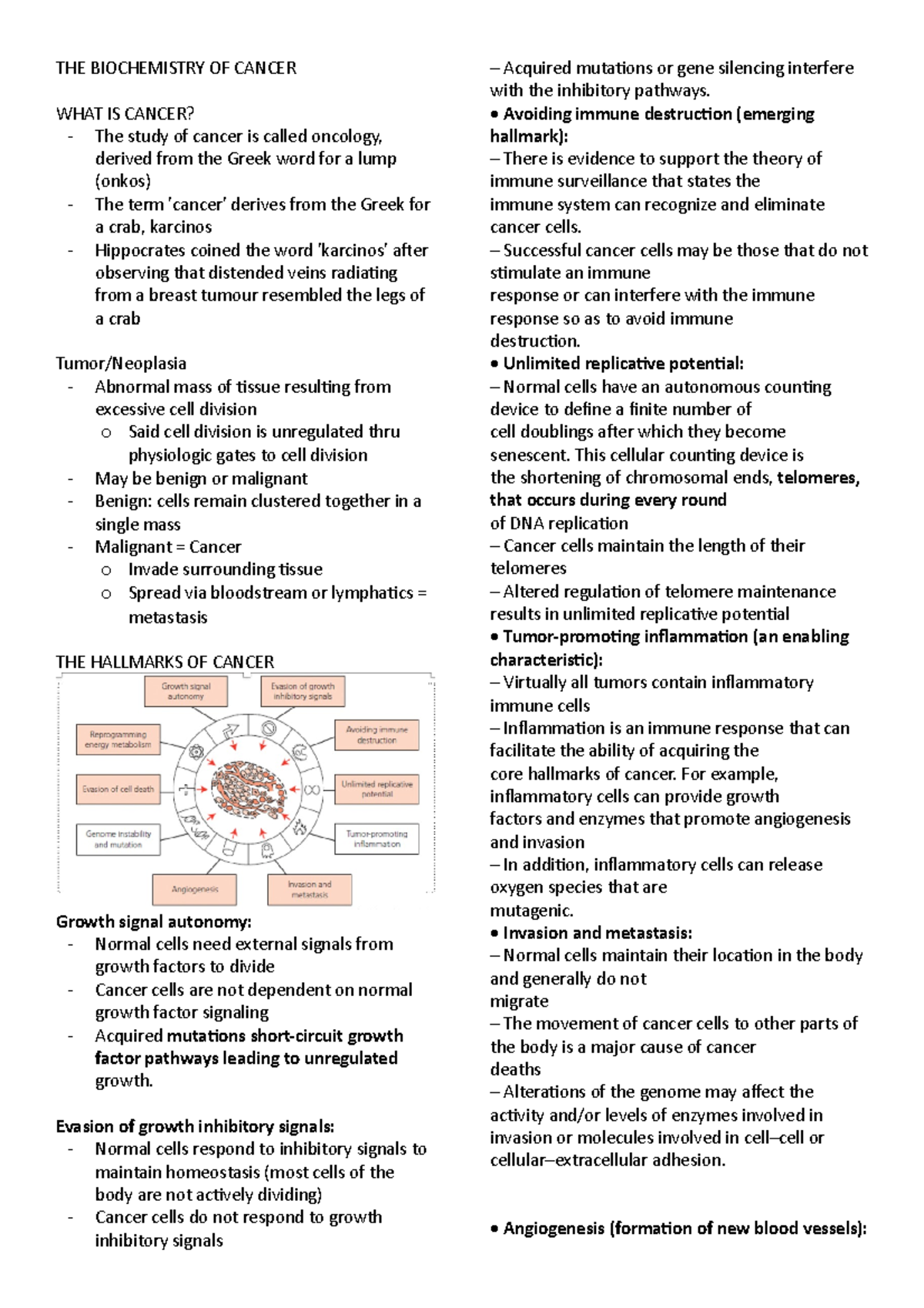 THE Biochemistry OF Cancer - THE BIOCHEMISTRY OF CANCER WHAT IS CANCER ...