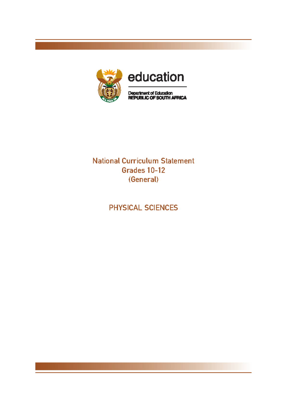 Physical Science - Study - National Curriculum Statement Grades 10 ...