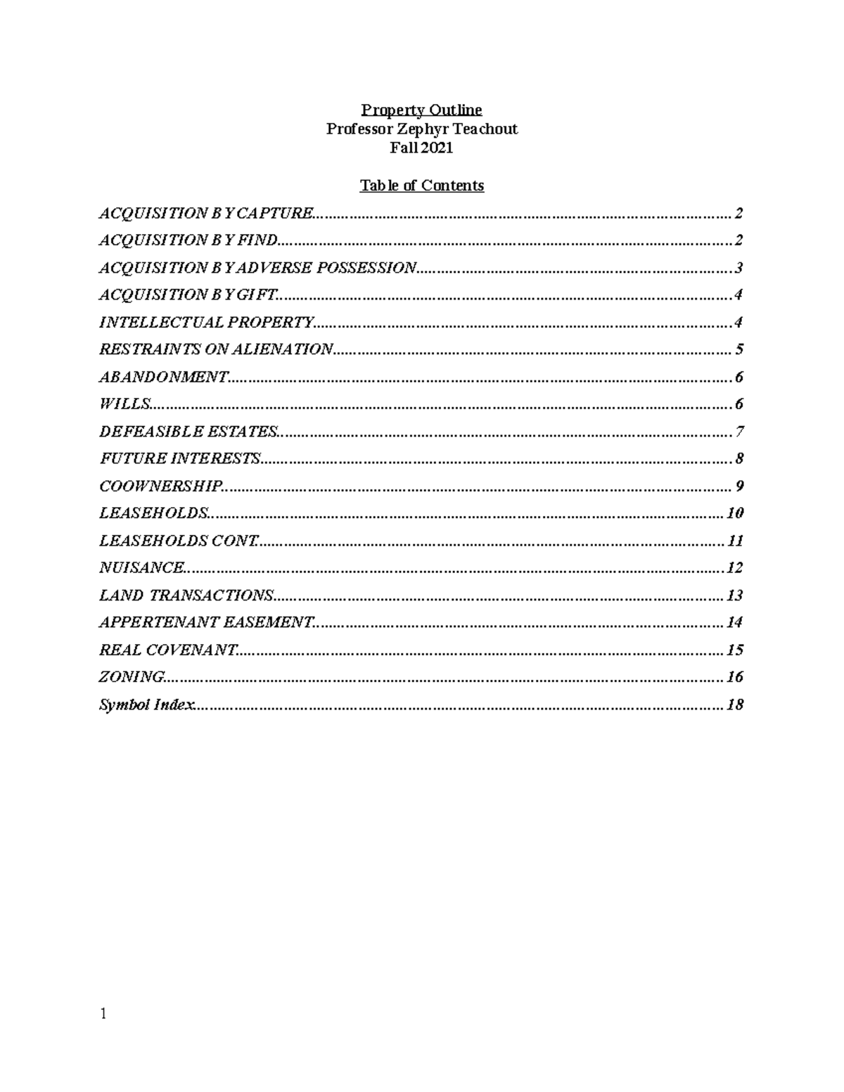 Property Law Outline - Professor Doherty - Property Outline Fall ...