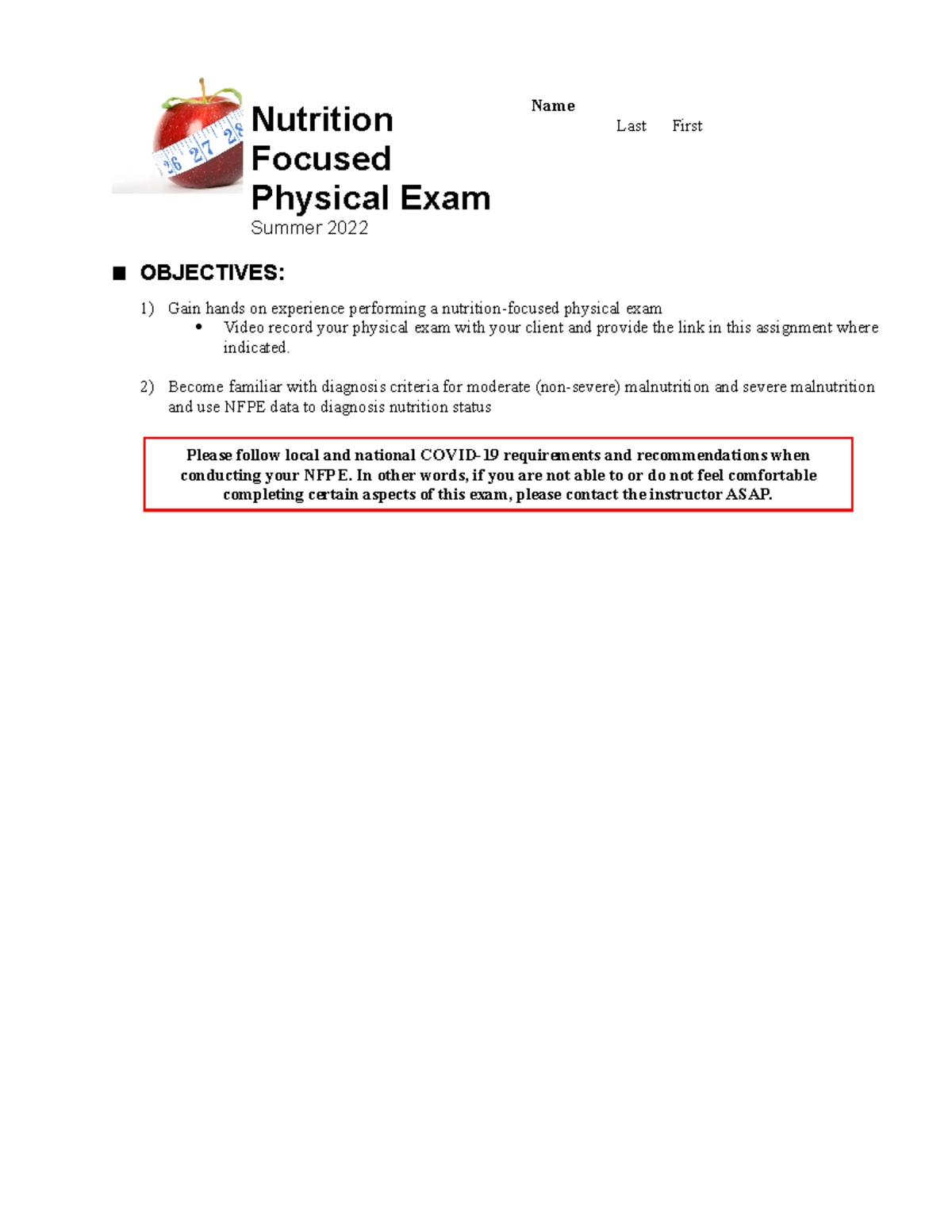 Nutrition Focused Physical Exam - Su2022 - Nutrition Focused Physical ...