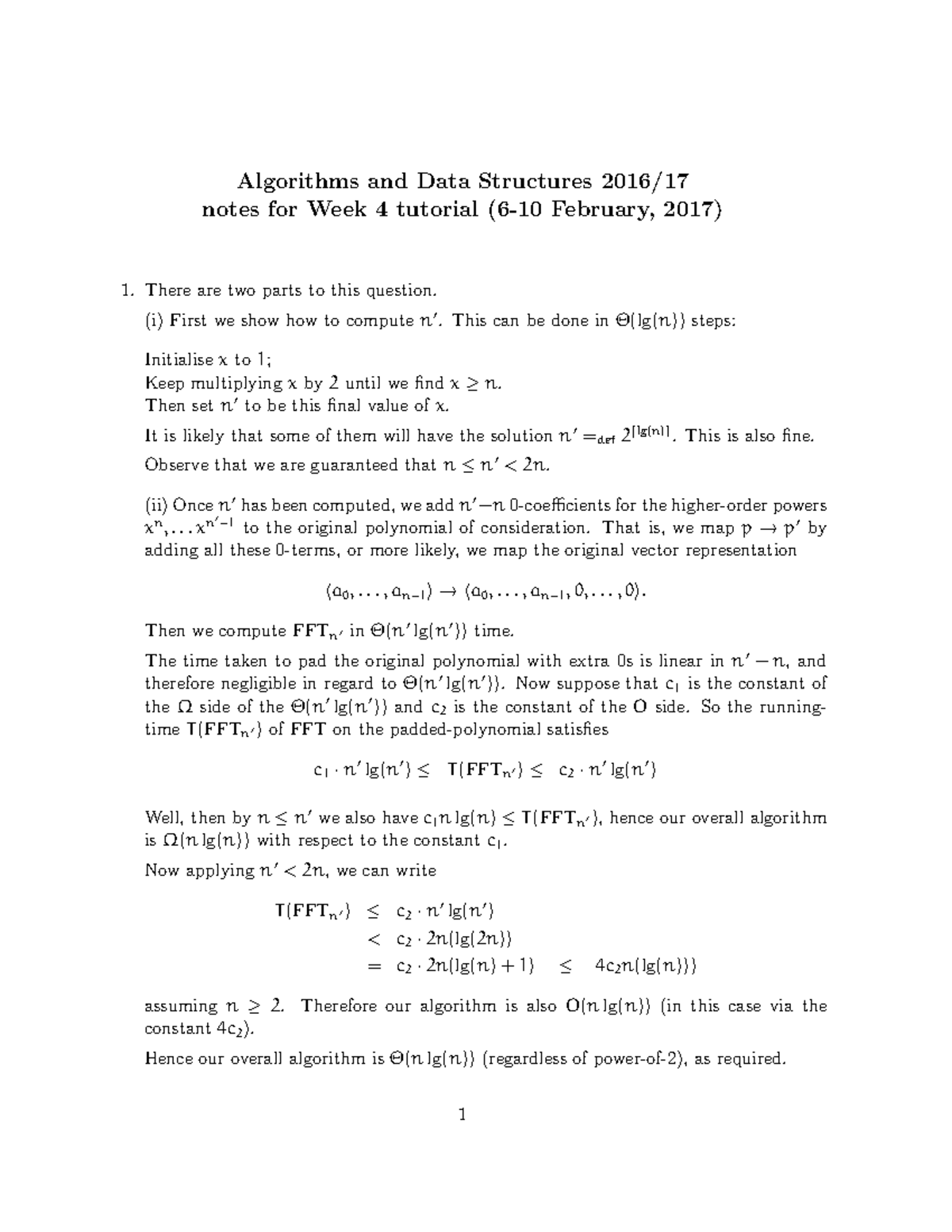 Tutorial Week 4Sol - Algorithms and Data Structures 2016/ notes for ...