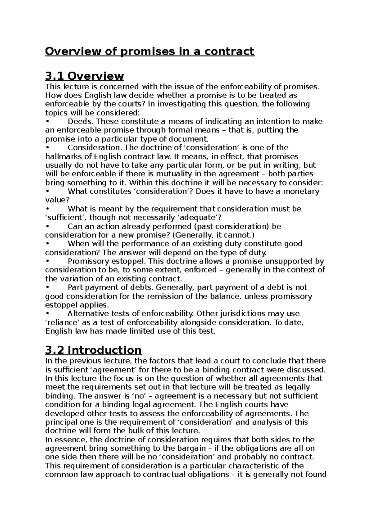 Overview of promises in a contract - How does English law decide ...