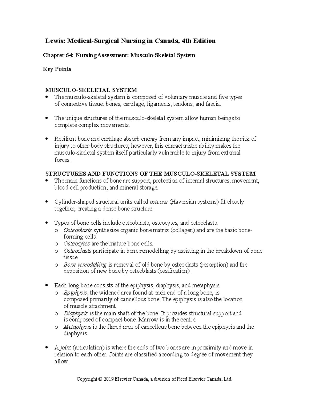 Chapter 064 - Nursing Assessment: Musculo-Skeletal System - Copyright ...