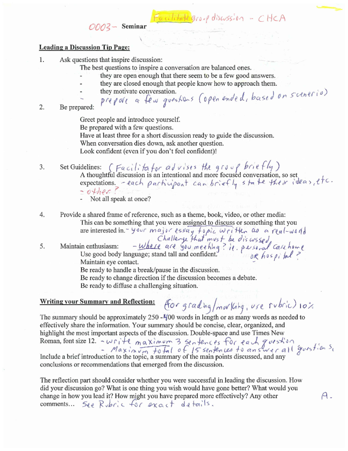 Facilitate group discussion extra info.checklist. seminar 0003 - 000 ...