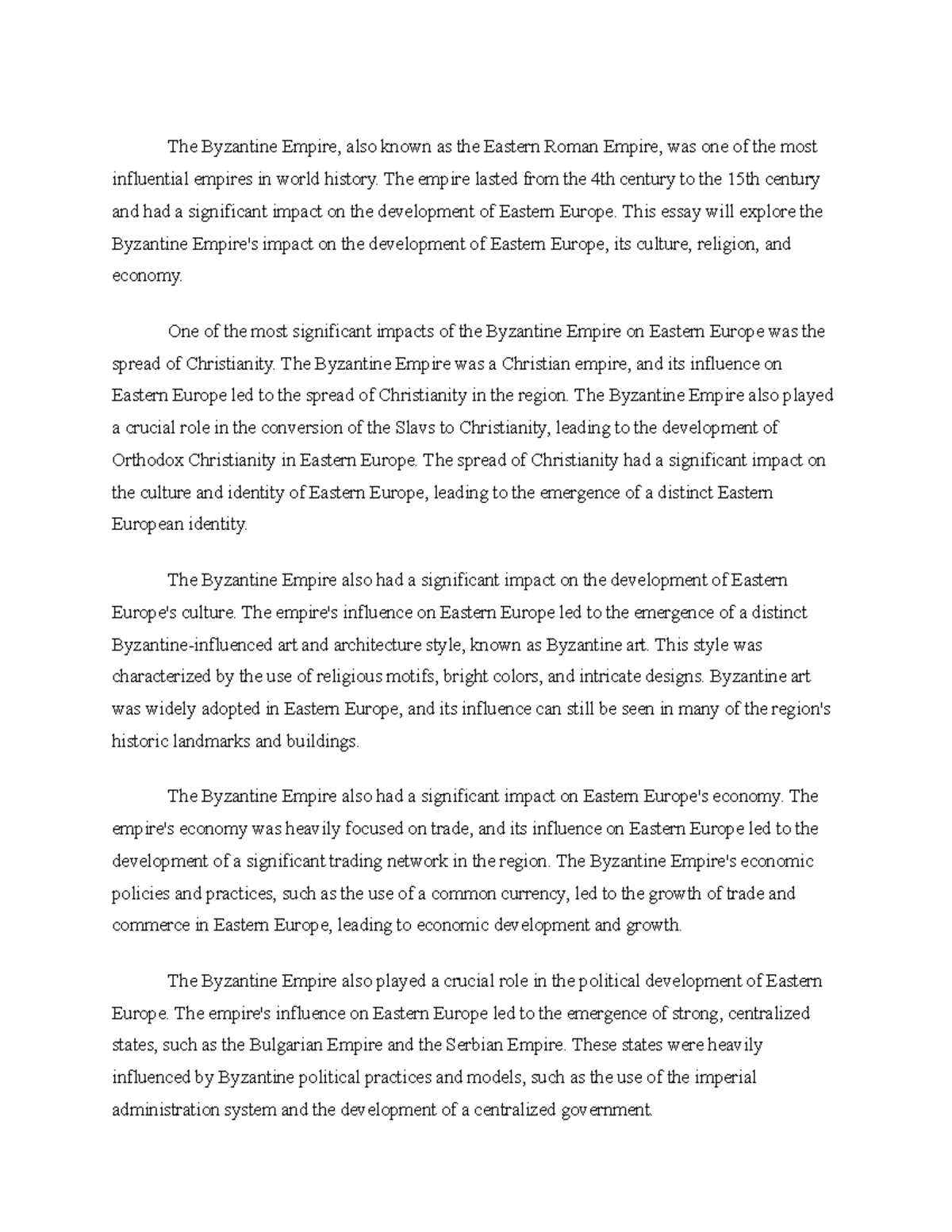 The Byzantine Empire's Impact on the Development of Eastern Europe ...