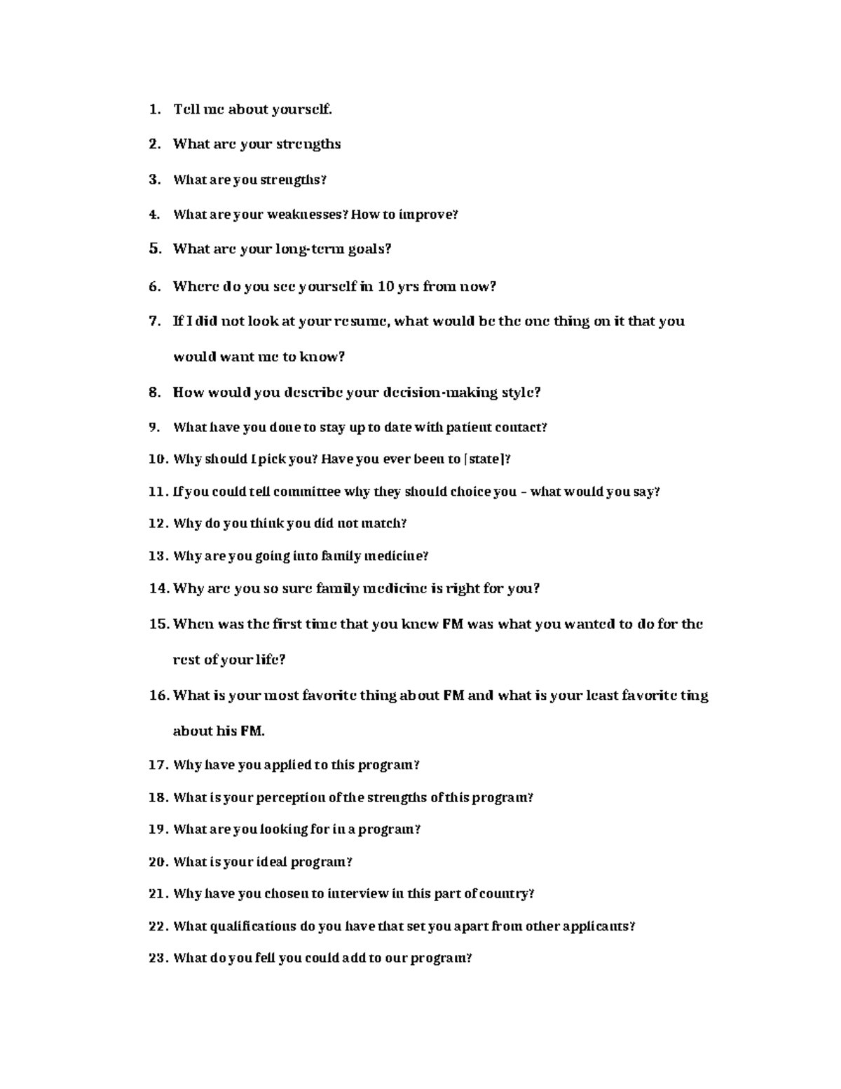 Interview question list - 1. Tell me about yourself. 2. What are your ...