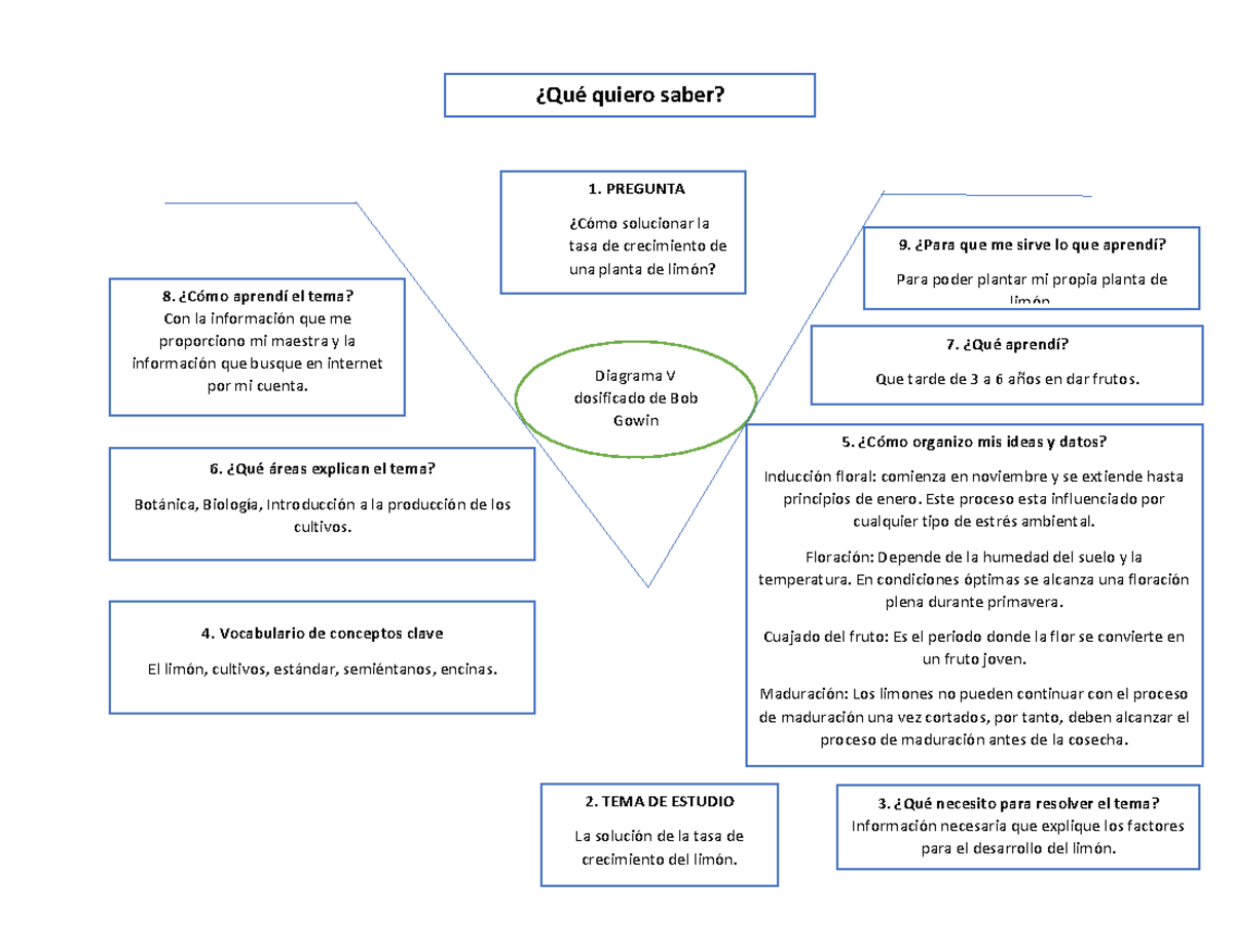 Diagrama V de Gowing - Diagrama V dosificado de Bob Gowin 1. PREGUNTA ...