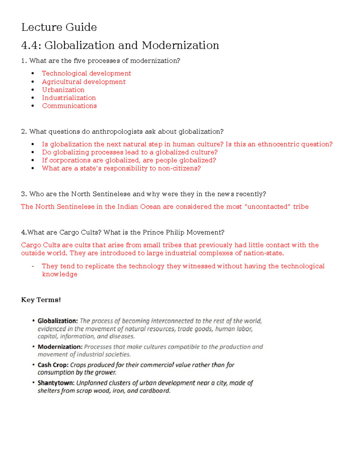 Lecture Guide 4.4 Globalization and Modernization - Lecture Guide 4: Globalization and ...