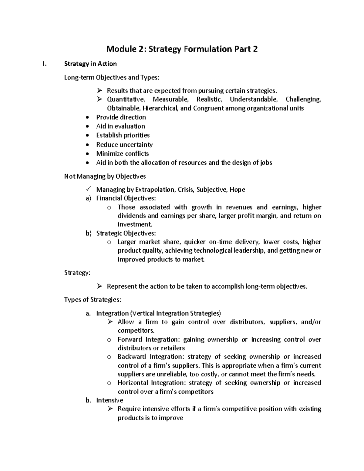 Acctg Module 2 Part 2 Notes - Module 2: Strategy Formulation Part 2 I ...