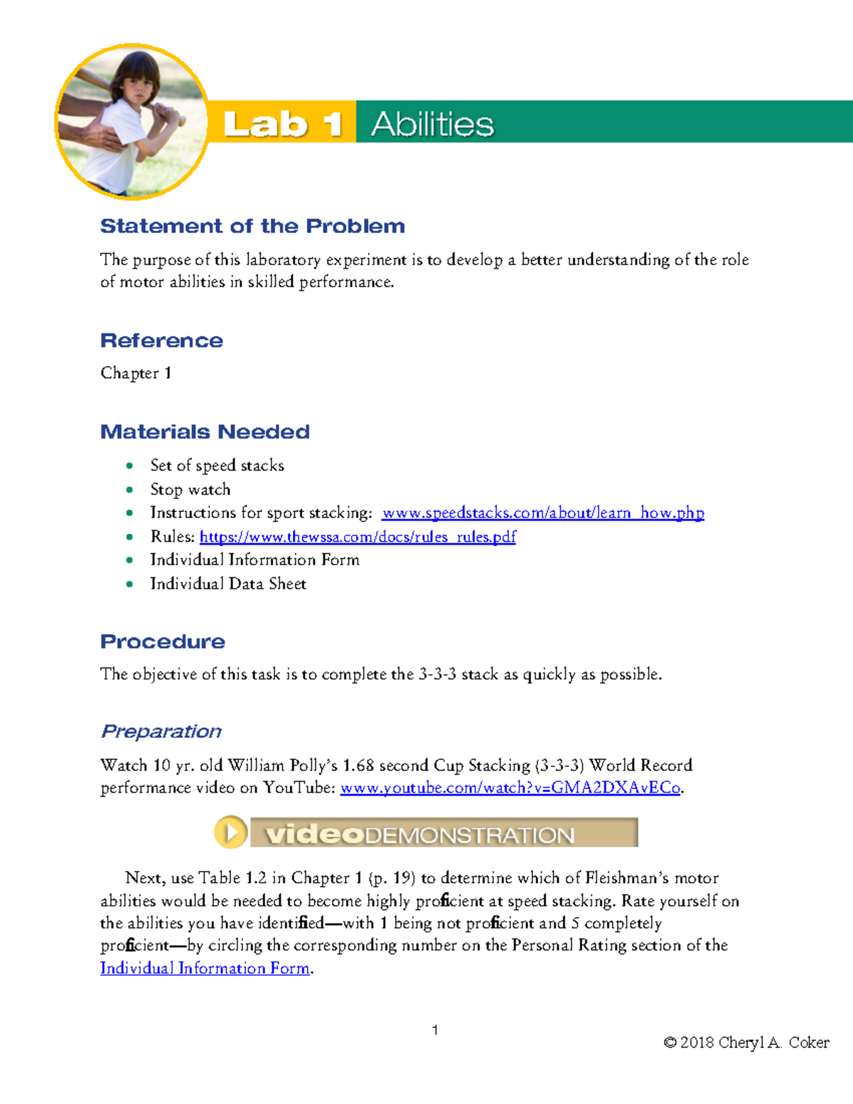 01 Interactive Lab 1 - Lab 1 - Lab 1 Abilities Statement of the Problem The purpose of this ...