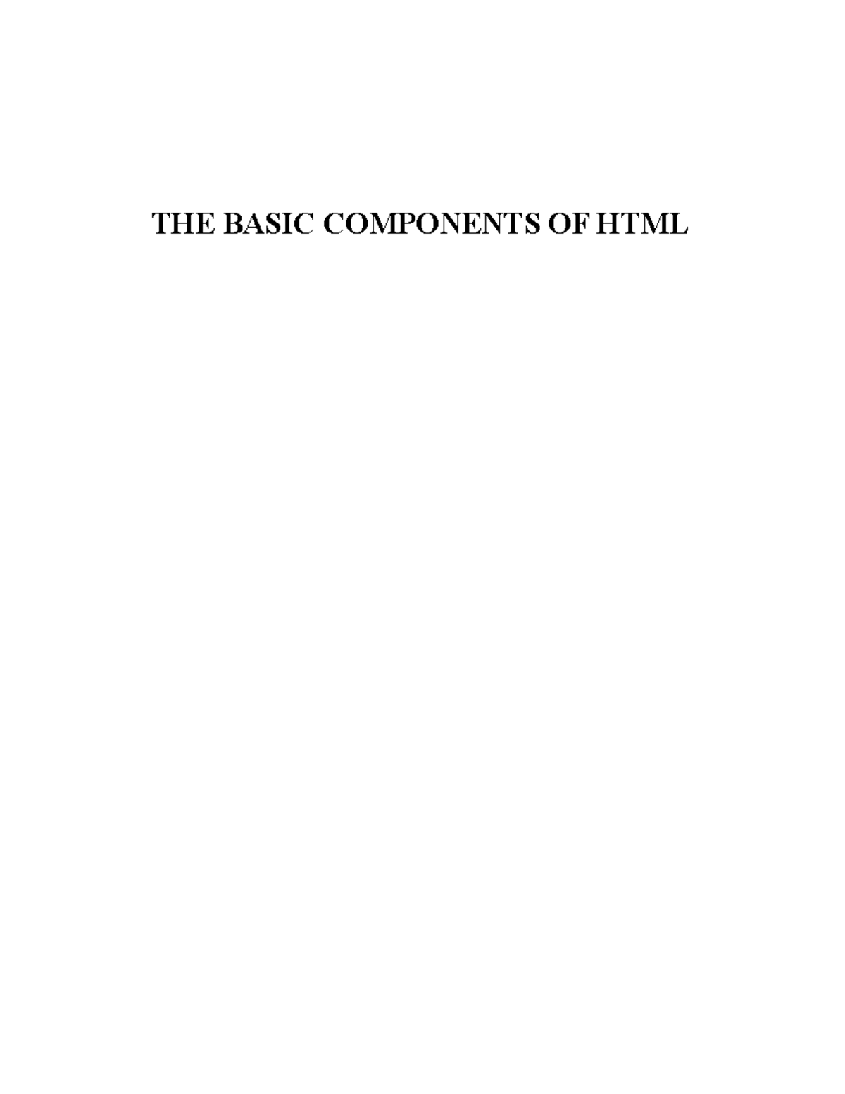 THE Basic Components OF HTML tag pattern - Html Coding - THE BASIC ...