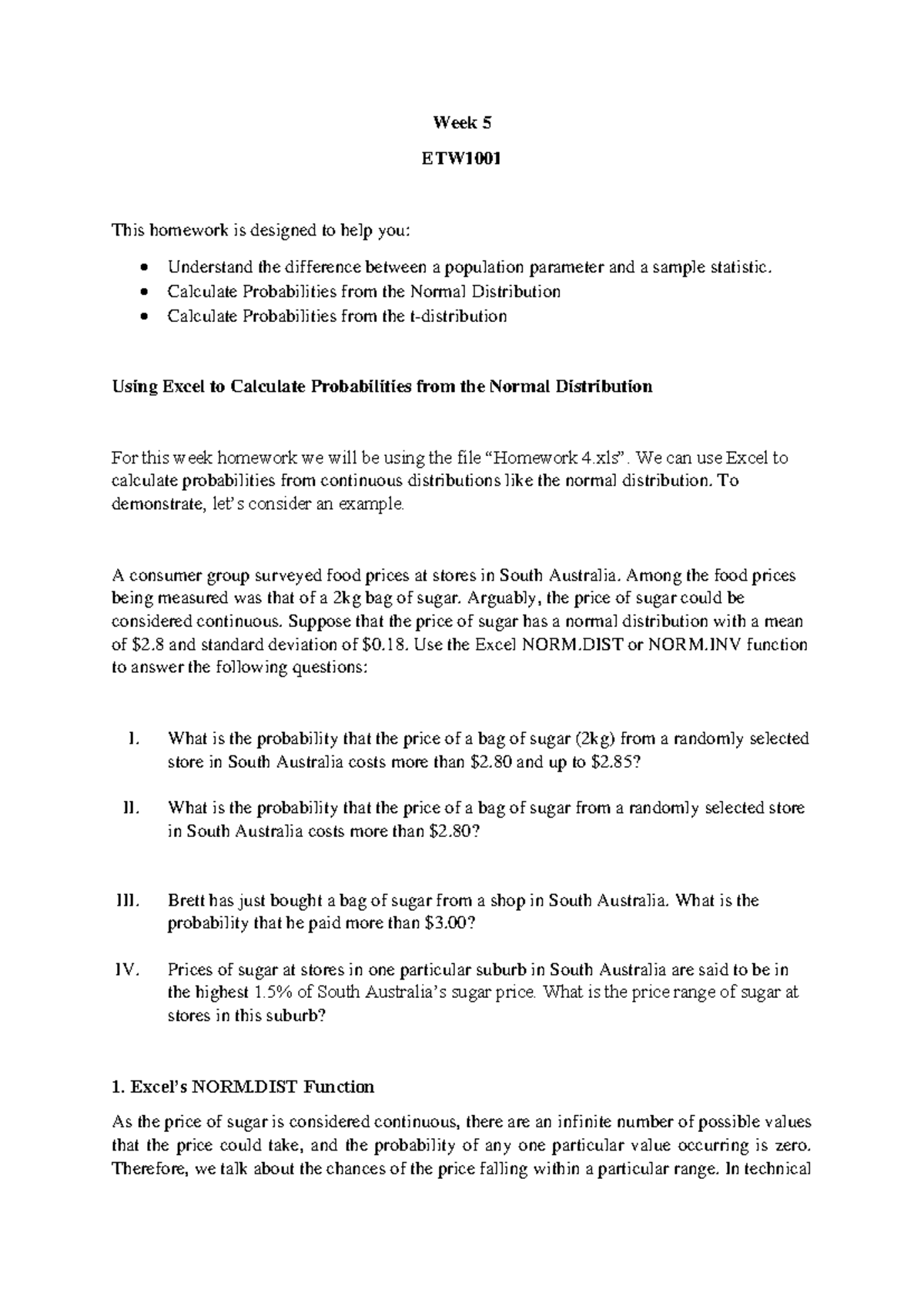 Pre Class Activity Week 5 - Week 5 ETW This homework is designed to ...