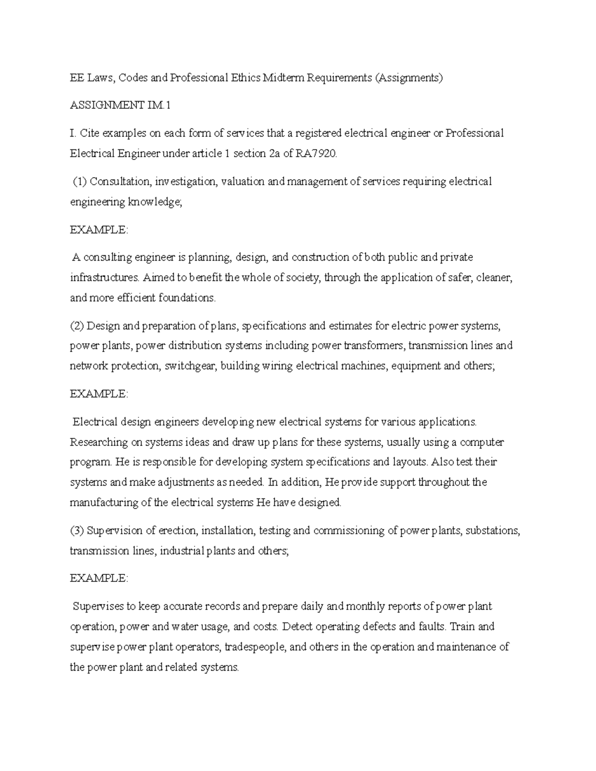 EE LAWS Activities Midterm - EE Laws, Codes and Professional Ethics ...