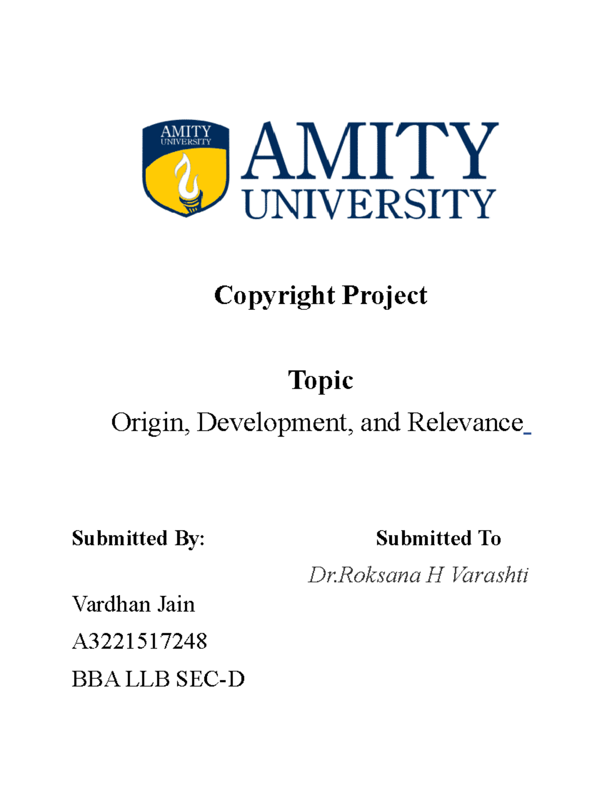 Copyright Project.docx Vardhan - Copyright Project Topic Origin ...