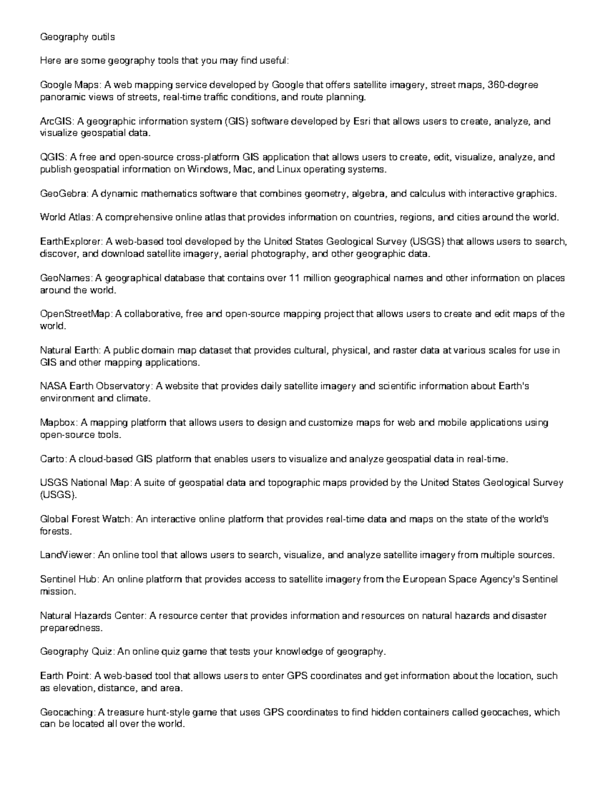 Geography outils - Geography outils Here are some geography tools that ...