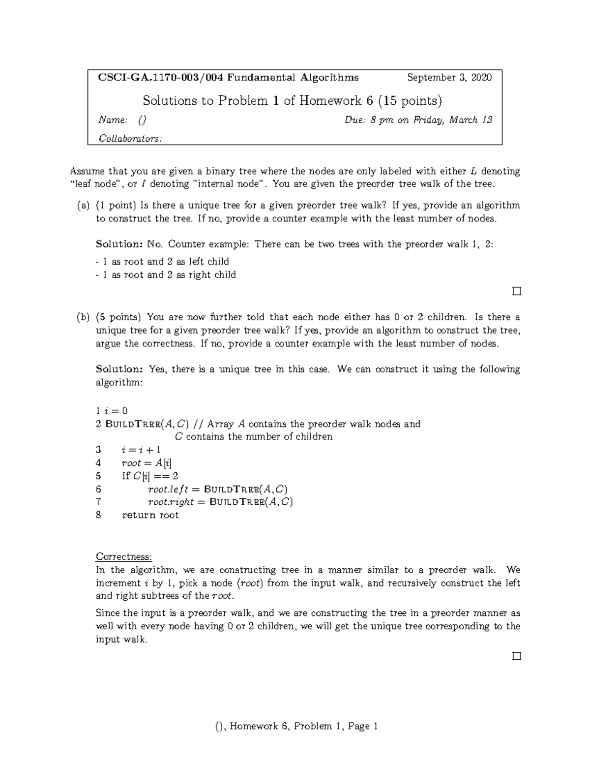 Ps6 - assign - Fundamental Algorithms September 3, 2020 Solutions to Problem 1 of Homework 6 (15 ...