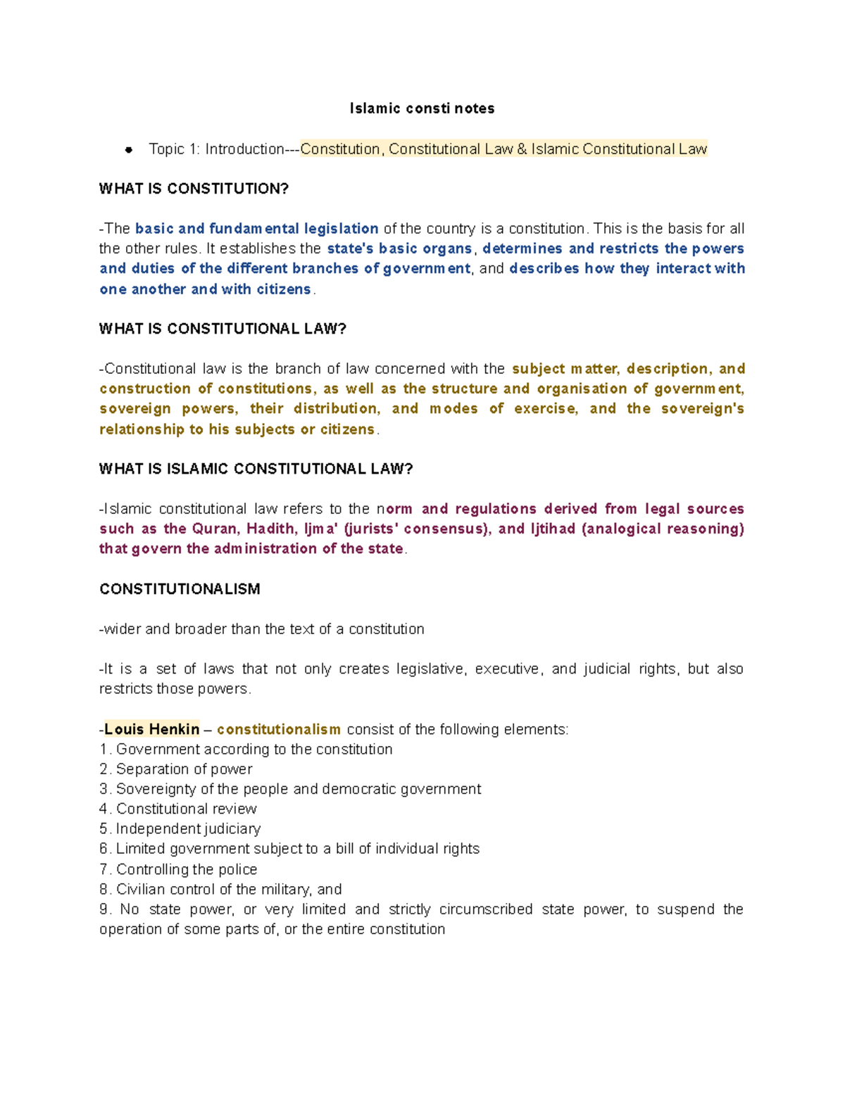 Topic 1: Introduction-Constitution, Constitutional Law & Islamic ...