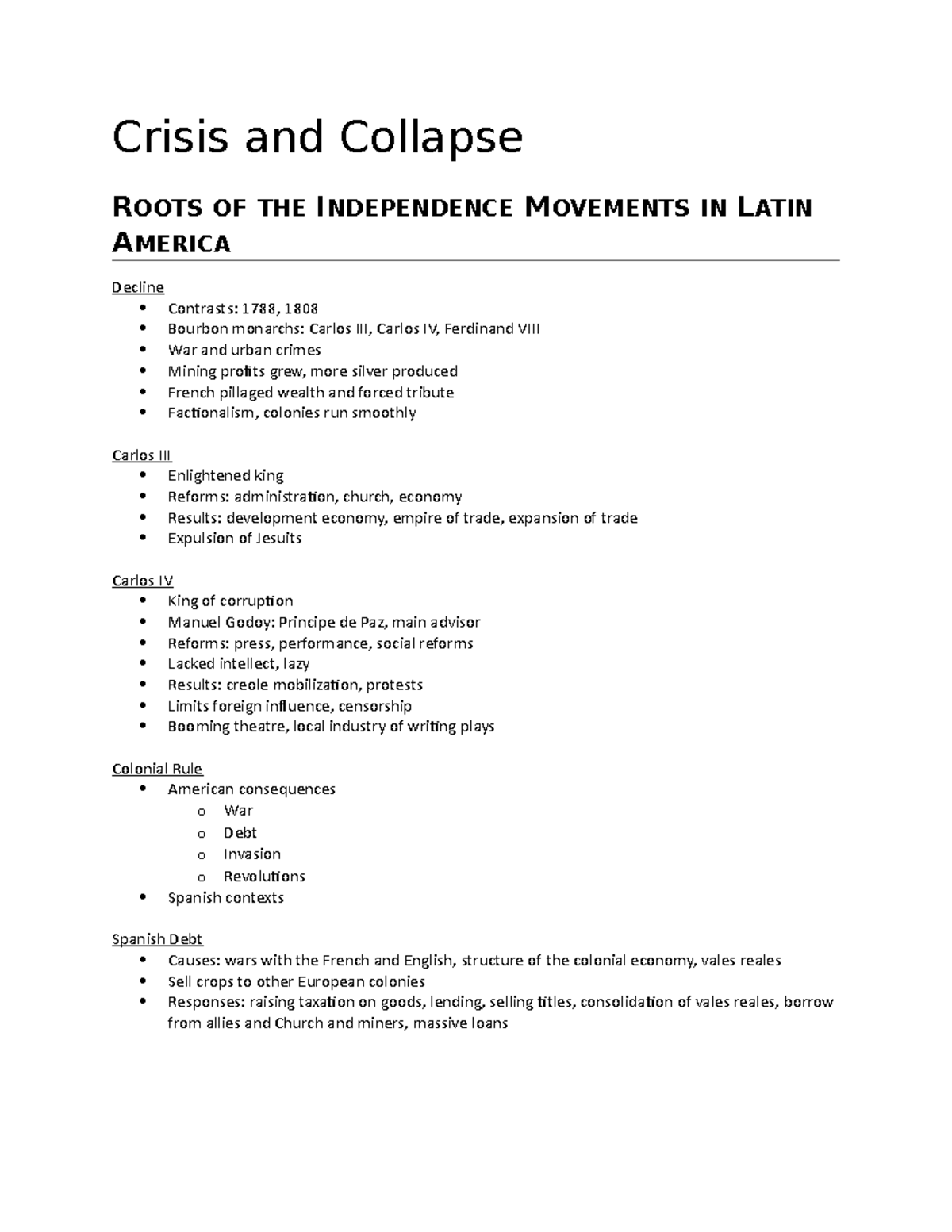 Crisis and Collapse of Latin America - Crisis and Collapse ROOTS OF THE ...