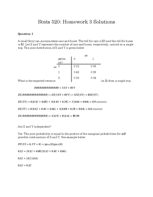 Homework 2 - Solutions - Stats 320: Homework 2 (Solutions) Q. 1 An ...