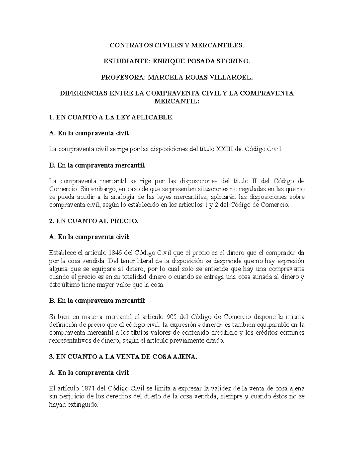 Compraventa Civil Vs Compraventa Mercantil Contratos Civiles Y