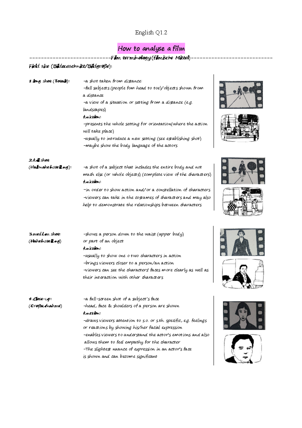 Film analysis - Grundkurs - How to analyse a film - Film terminology ...