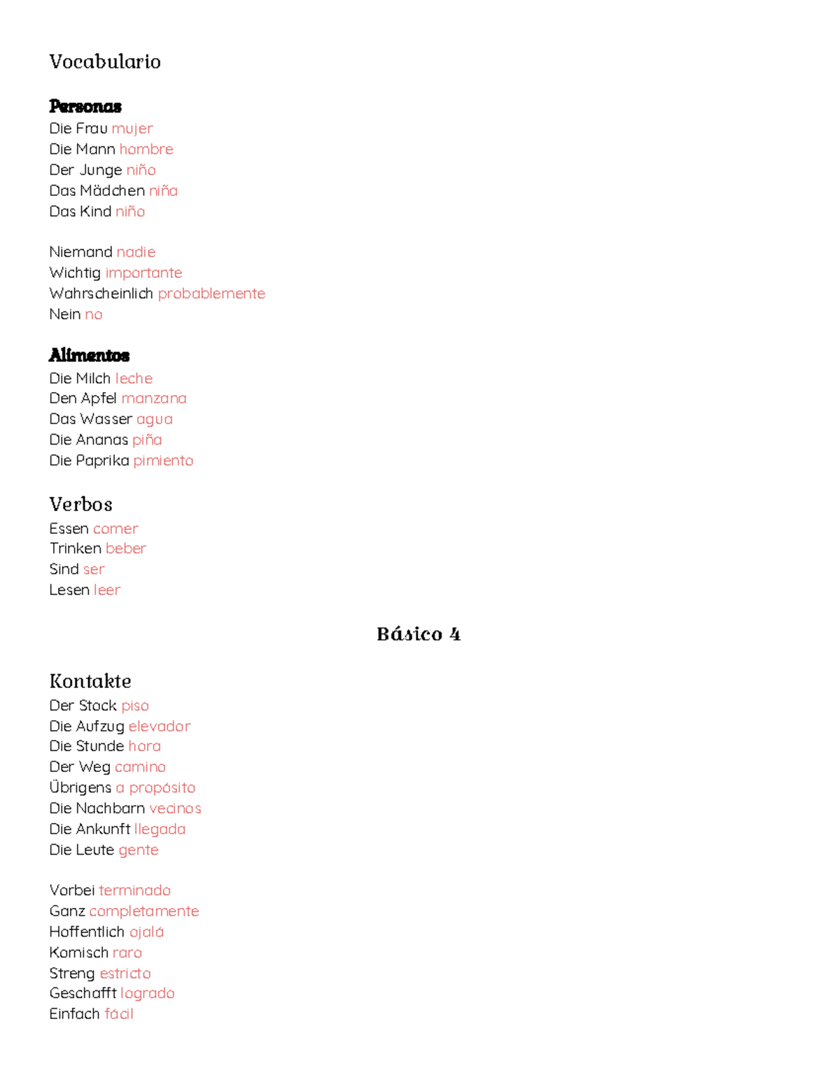 Vocabulario Alemán - Vocabulario Personas Die Frau mujer Die Mann ...