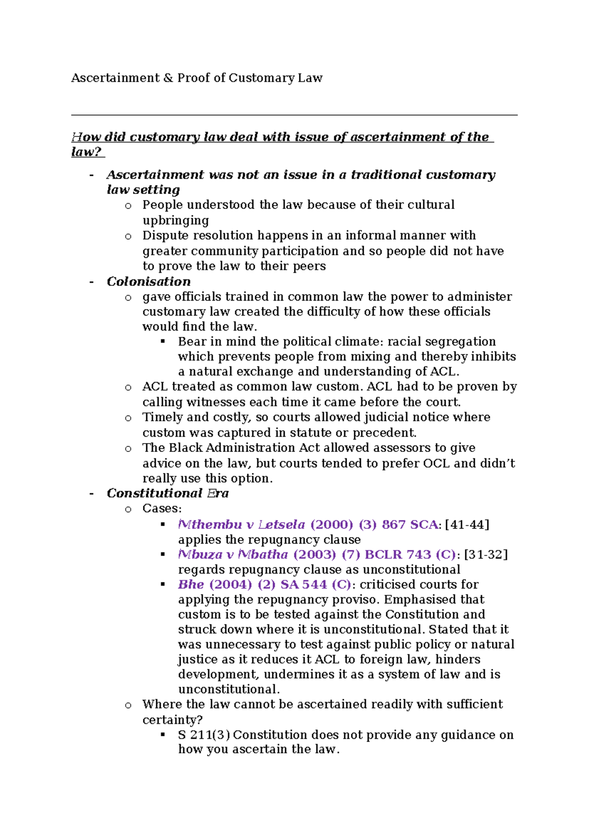Week Four [Ascertainment] - Ascertainment & Proof of Customary Law How ...
