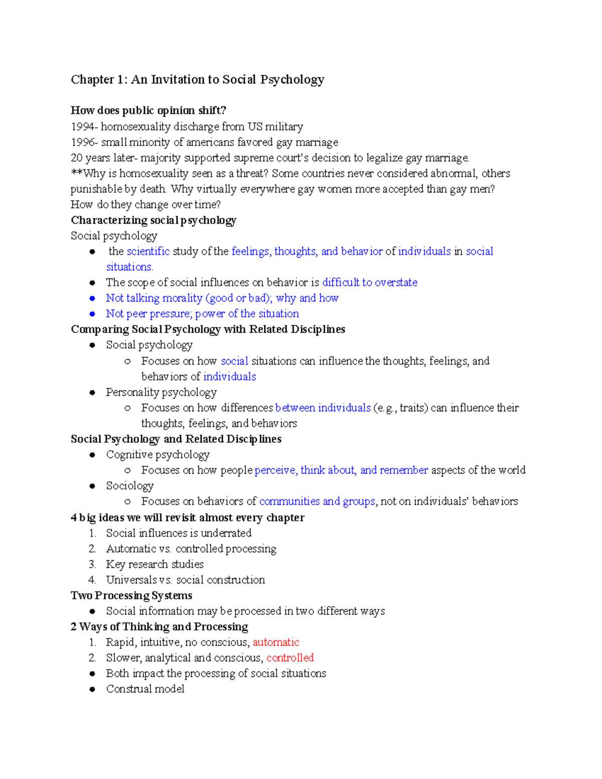 Social psych chap 1 - Chapter 1: An Invitation to Social Psychology How ...