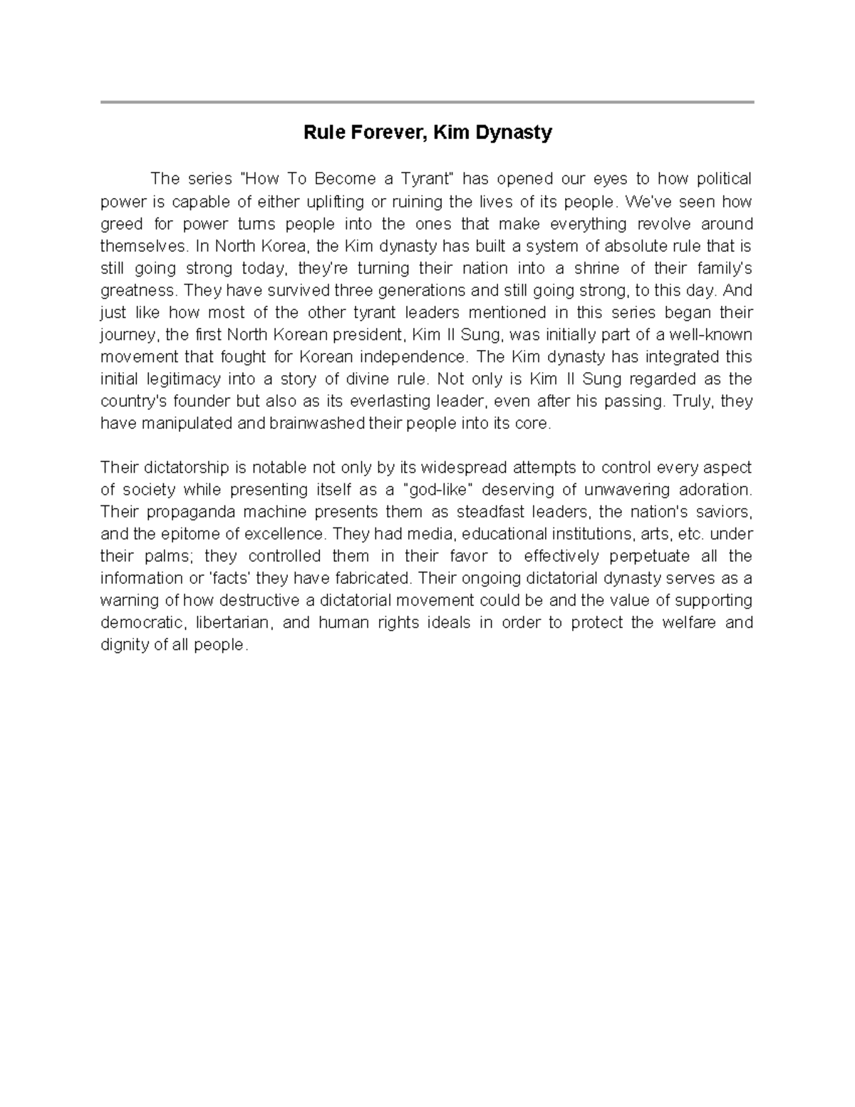 Tyrant Leaders - Rule Forever, Kim Dynasty The series “How To Become a ...