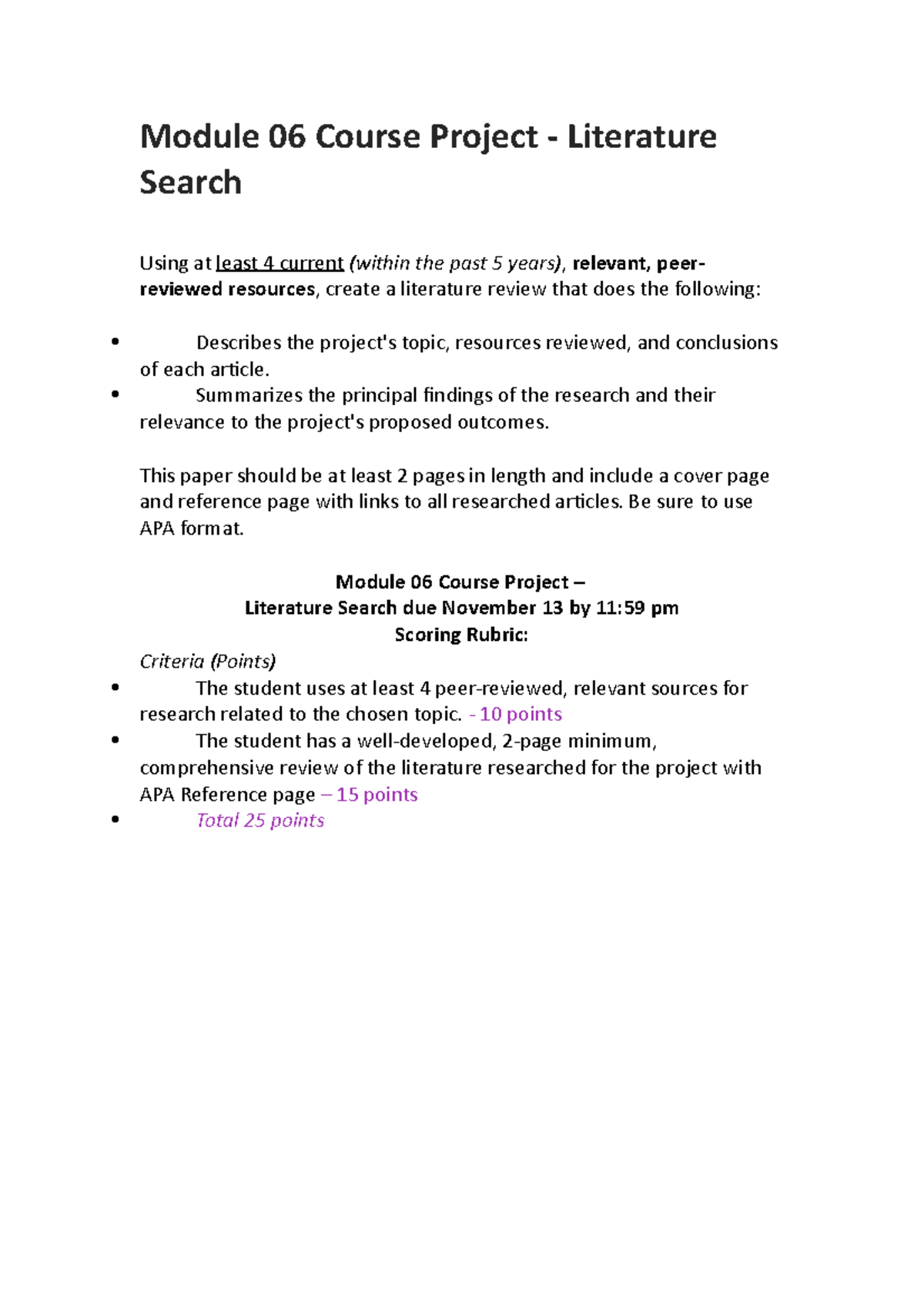 Module 06 Course Project - Module 06 Course Project - Literature Search ...