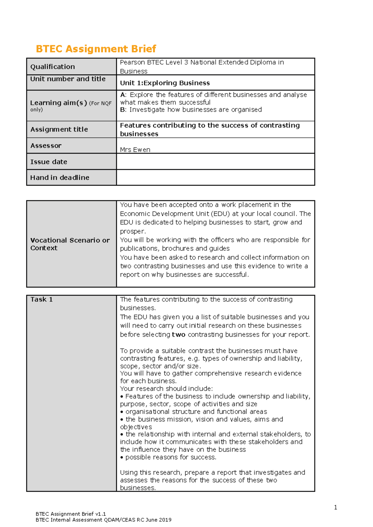 Unit-1-A-and-B- Revised-MAY-19 - BTEC Assignment Brief Qualification ...