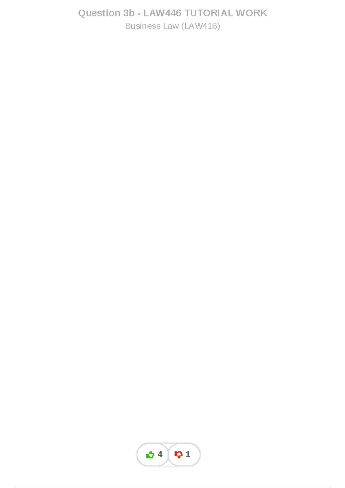 Dlstudocu - exercise - Question 3b - LAW446 TUTORIAL WORK Business Law ...