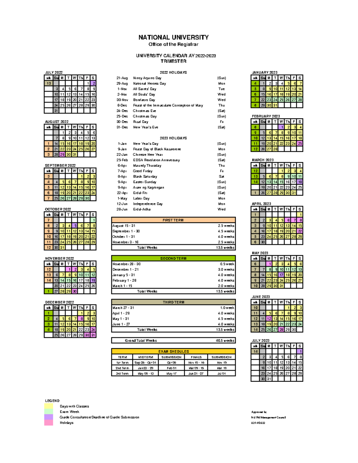 1660542246-0-NU.University.Annual - JULY 2022 JANUARY 2023 wk Su M T W ...