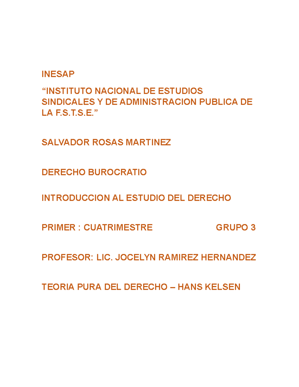 Sintesis HANS Kelsen salador rosas grupo 3 inesap - INESAP “INSTITUTO ...