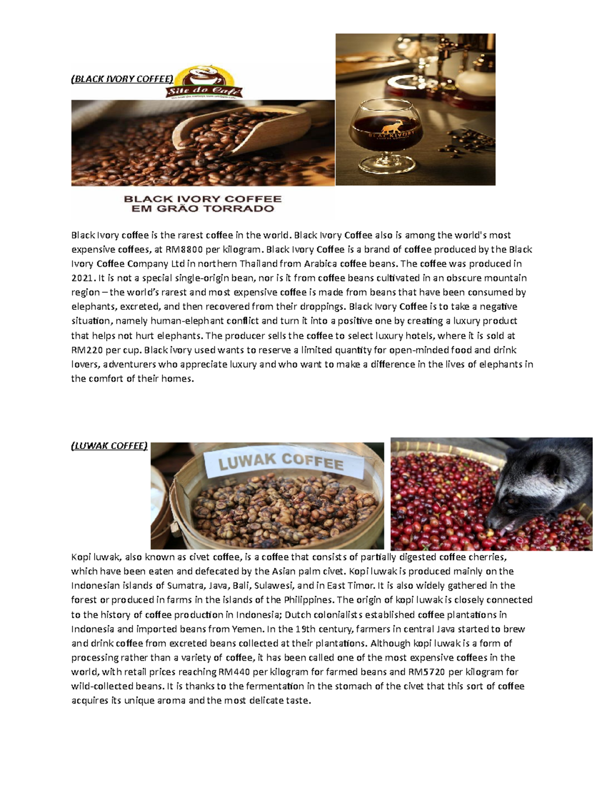 Black Ivory Coffeevs Luwak Coffee CHAP1 - (BLACK IVORY COFFEE) Black ...