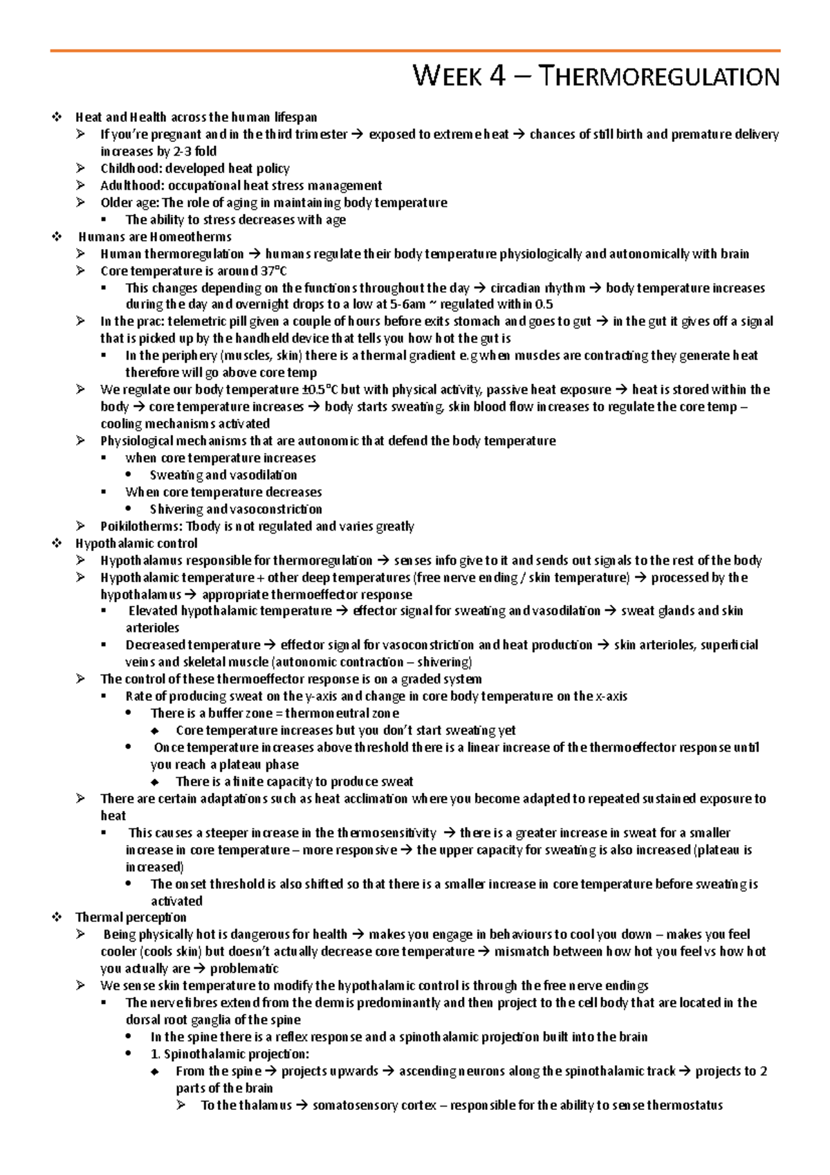 Week 4 - Thermoregulation - WEEK 4 – THERMOREGULATION Heat and Health ...