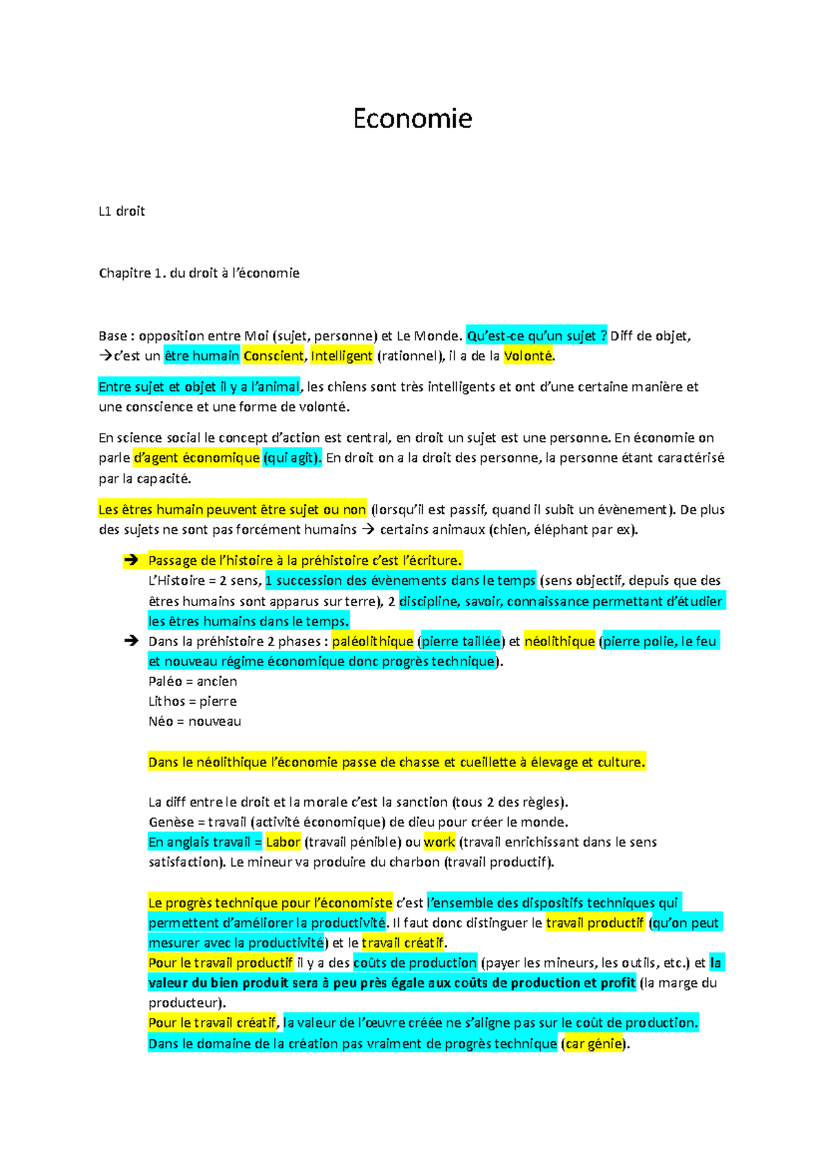 Economie - fghjkl - Economie L1 droit Chapitre 1. du droit à l’économie Base : opposition entre ...