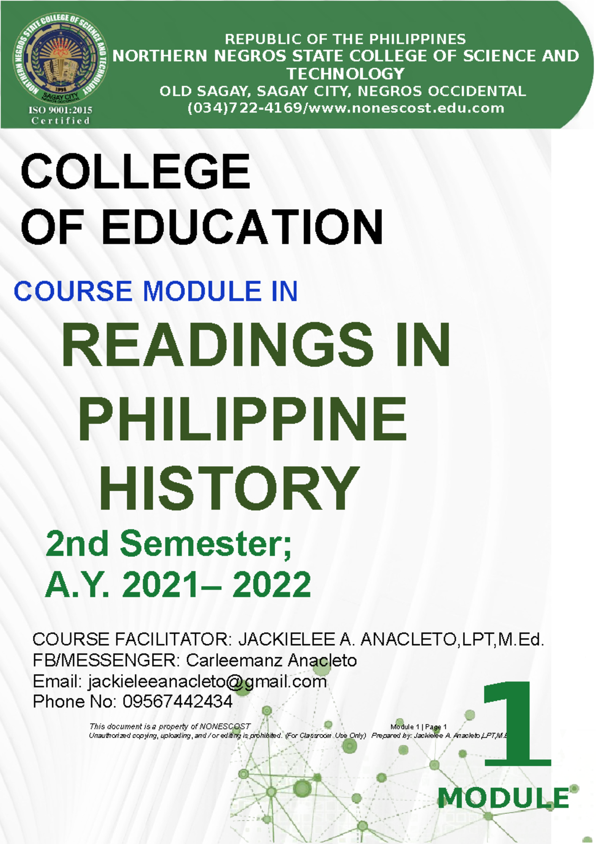 RIPH Module-1 - I need to know it because it's hard - This document is a property of NONESCOST ...