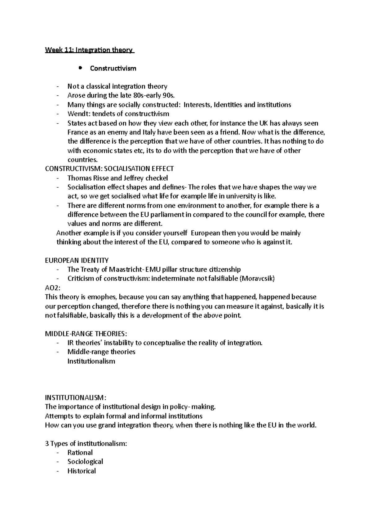 Week 11 - Lecture notes 11 - Week 11: Integration theory Constructivism ...