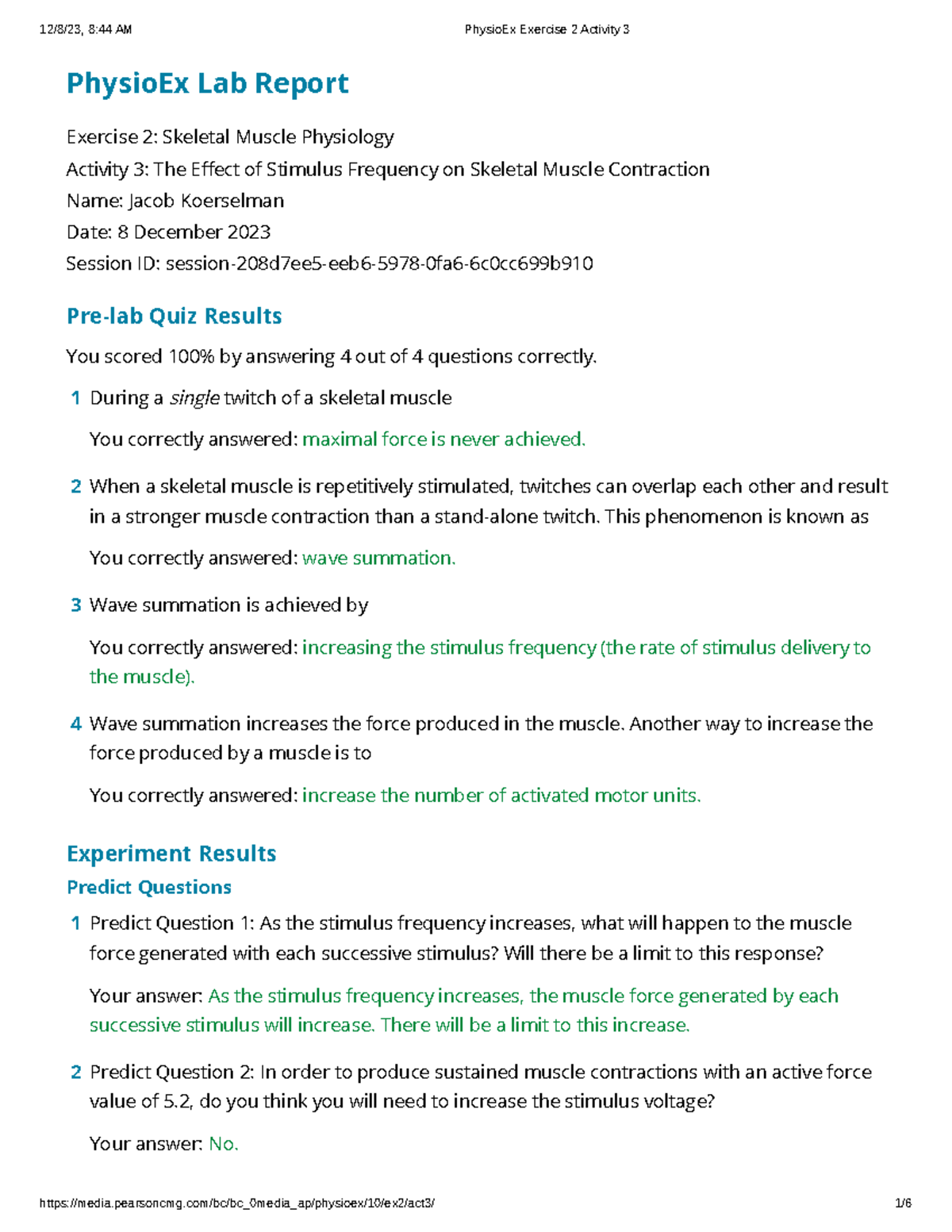 Physio Ex Exercise 2 Activity 3 - PhysioEx Lab Report Exercise 2 ...