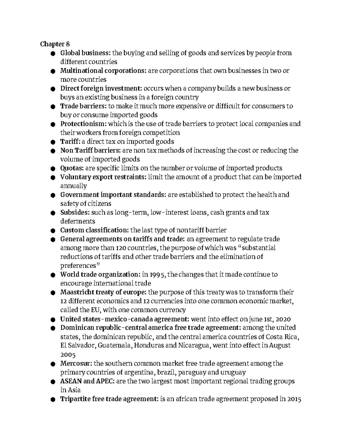 week 6 chapter 8 - Chapter 8 Global business: the buying and selling of ...